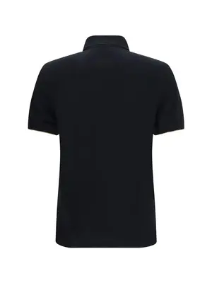 Brunello Cucinelli Logo Embroidered Short Sleeved Polo Shirt - Black