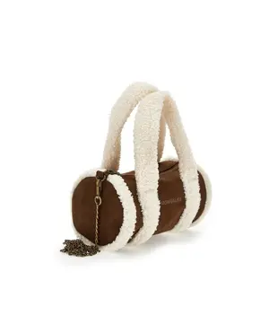 Monnalisa Shearling-trimmed Suede Shoulder Bag