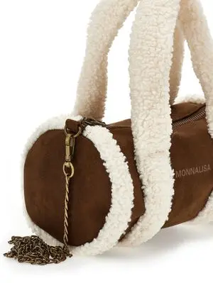 Monnalisa Shearling-trimmed Suede Shoulder Bag