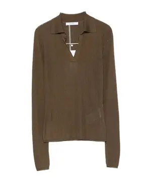 Max Mara Long Sleeve Knit Polo Shirt - Brown