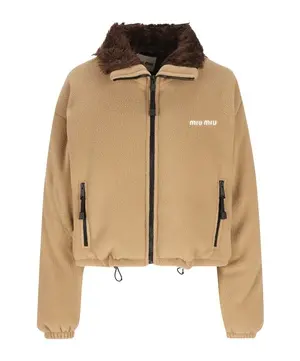 Miu Miu Logo Embroidered Fleece Jacket - No