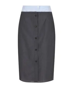 Prada Double Layered Midi Skirt With Button Details