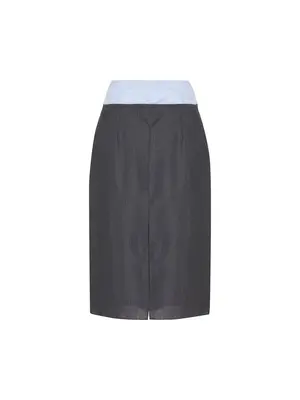 Prada Double Layered Midi Skirt With Button Details