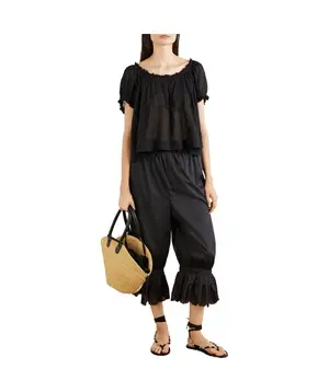 DÔEN Lace Trimmed Cotton Top