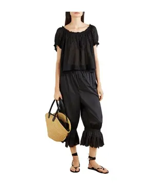 DÔEN Lace Trimmed Cotton Top