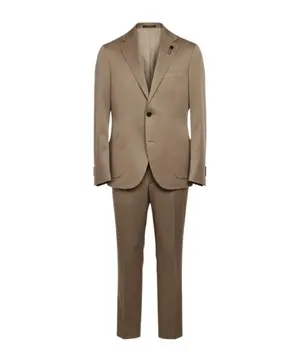LARDINI Lapel Long-sleeve Suit - Brown