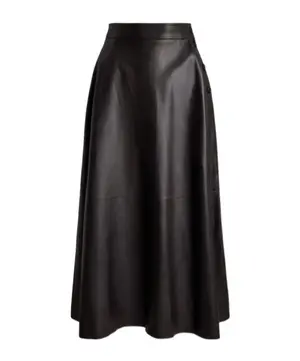 Ralph Lauren Vickie Leather A-line Skirt - Brown