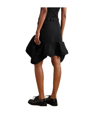 Sacai Belted Draped Cotton-canvas Mini Skirt