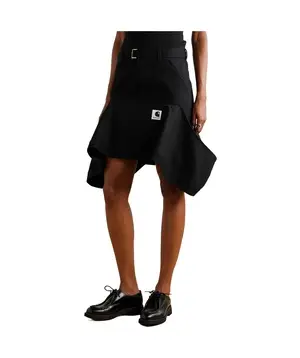 Sacai Belted Draped Cotton-canvas Mini Skirt