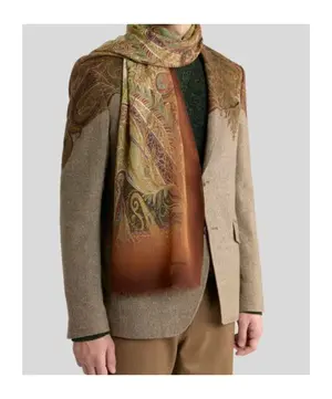 Etro Wool Scarf With Faded Print And Paisley Motif