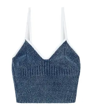 DIESEL® M-estere Bouclé-knit Cropped Top - Blue/white