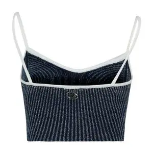DIESEL® M-estere Bouclé-knit Cropped Top - Blue/white