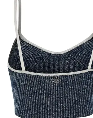 DIESEL® M-estere Bouclé-knit Cropped Top - Blue/white