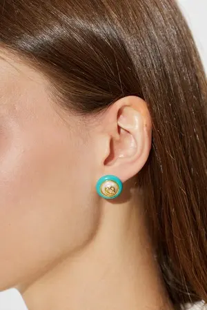 Casablanca Round Turquoise And Pearl Stud Earrings