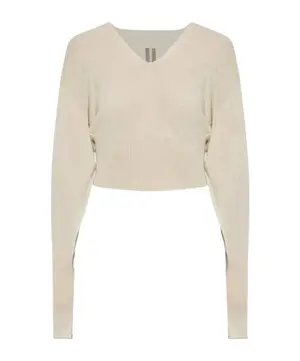 Rick Owens Cropped V-neck Knitted Jumper - Nude