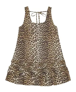 GANNI Ganni Leopard-Print Ruffled Dress No