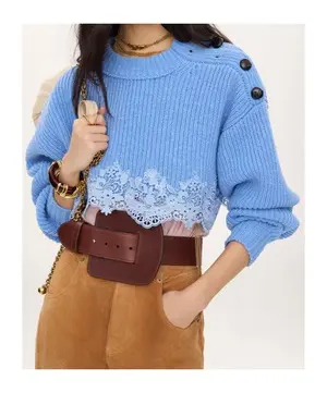 Chloé Cropped Lace-trim Knitted Sweater