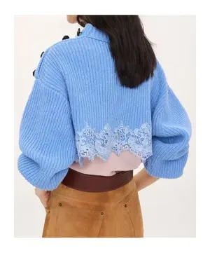 Chloé Cropped Lace-trim Knitted Sweater