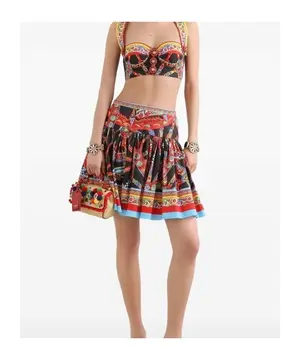 Dolce & Gabbana Carretto-print Poplin Mini Skirt