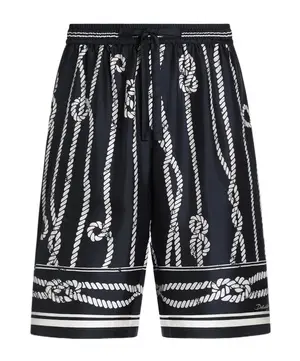 Dolce & Gabbana Marina-print Silk Twill Vanity Bermuda Shorts - Multi-color