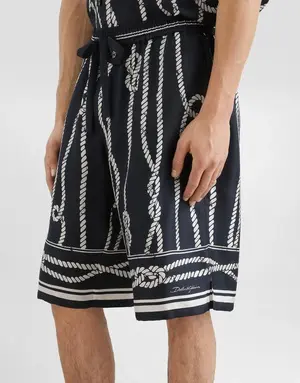 Dolce & Gabbana Printed Silk Twill Bermuda Shorts