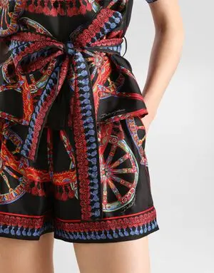 Dolce & Gabbana Carretto-print Silk Vanity Bermuda Shorts
