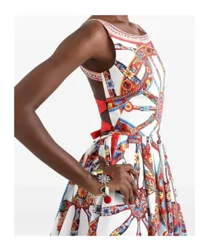 Dolce & Gabbana Carretto-print Poplin Midi Dress