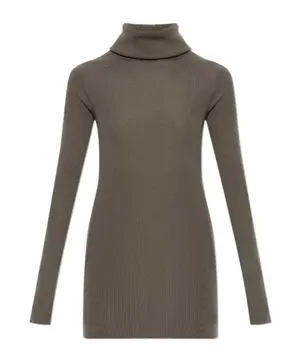 Rick Owens Ribbed Turtleneck Knitted Top - Dust