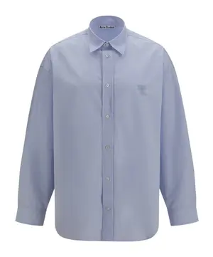 Acne Studios Logo Embroidered Button-up Shirt - Blue