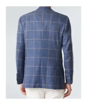 Kiton Checked Cashmere, Wool, Silk, And Linen Blazer