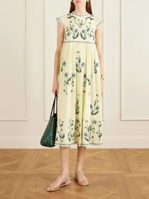 Sea Floral Embroidered Dress