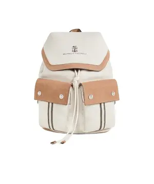 Brunello Cucinelli Logo-embroidered Backpack - Light Brown