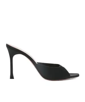 Amina Muaddi Almond Toe Open Toe High Heel Sandals - Black