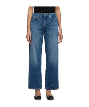 7 For All Mankind Embellished Stovepipe Straight Ankle Jeans