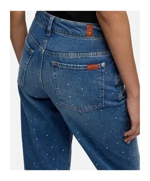 7 For All Mankind Embellished Stovepipe Straight Ankle Jeans
