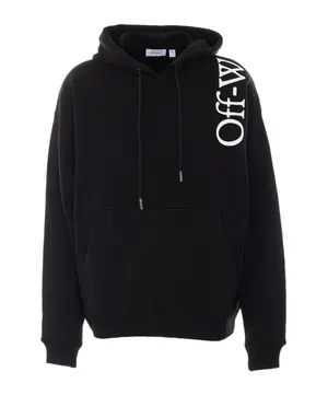 Off-White Drawstring Hooded Sweatshirt - Black