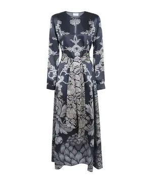 PIERRE-LOUIS MASCIA Printed Long Sleeve Maxi Dress