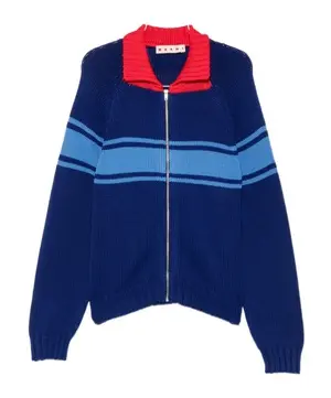Marni Long-sleeved Knitted Cardigan - Blue