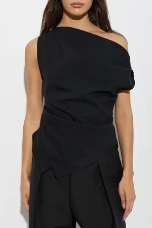 RÓHE Off-the-shoulder Pleated Top With Asymmetrical Hem