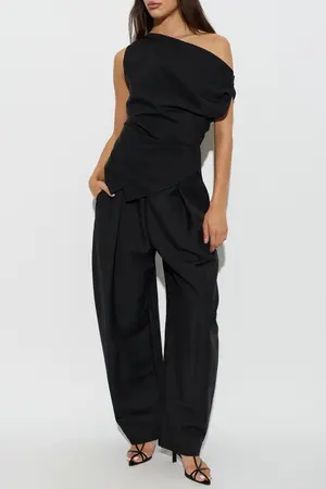 RÓHE Off-the-shoulder Pleated Top With Asymmetrical Hem