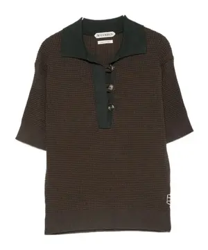 J.W.ANDERSON Knitted Short-sleeved Polo Shirt - Black
