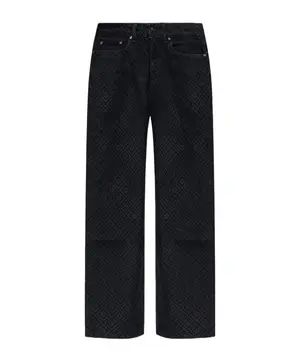 Casablanca Geometric Pattern Belt Loop Jeans - Black