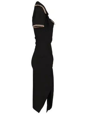 VIVIENNE WESTWOOD Ruched Cotton Midi Dress With Orb Detail - Black