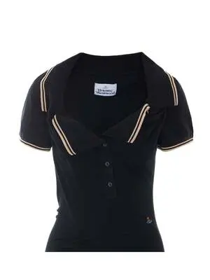 VIVIENNE WESTWOOD Ruched Cotton Midi Dress With Orb Detail - Black