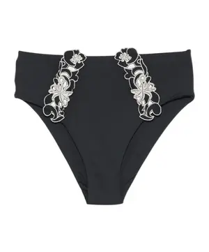 TWINSET Floral-embroidered Bikini Bottoms - Black
