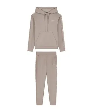 EA7 Cotton Suit Tracksuit With A Hood And Logo Tape Tracksuit - Grey