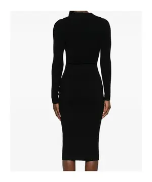 Elisabetta Franchi Toggle-fastening Ribbed-knit Midi Dress