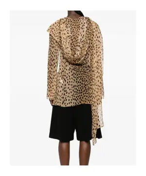 Cult Gaia Beaux Cheetah Print Hooded Blouse - Nude