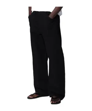 LEMAIRE Wide-leg Cotton Trousers - Black