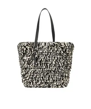VALEXTRA Wavy-pattern Raffia Tote Bag